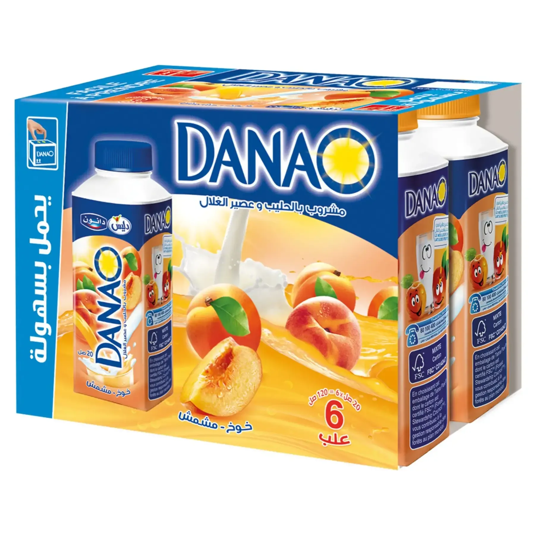 Pack boissons lactées pêche abricot Danao