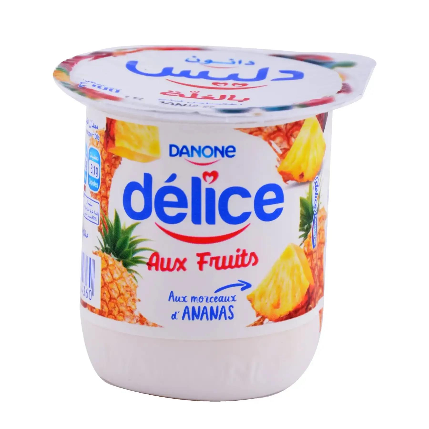 Yaourt aux morceaux d'ananas